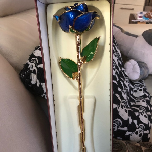 Living Gold | Other | Dark Blue Gold Dipped Rose | Poshmark